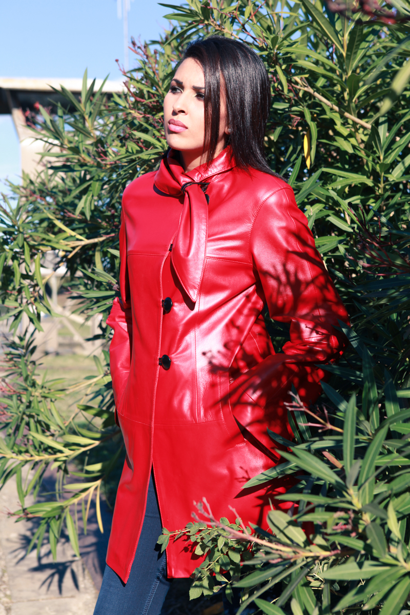 'STÉPHANIE' Veste trois-quarts en agneau nappa