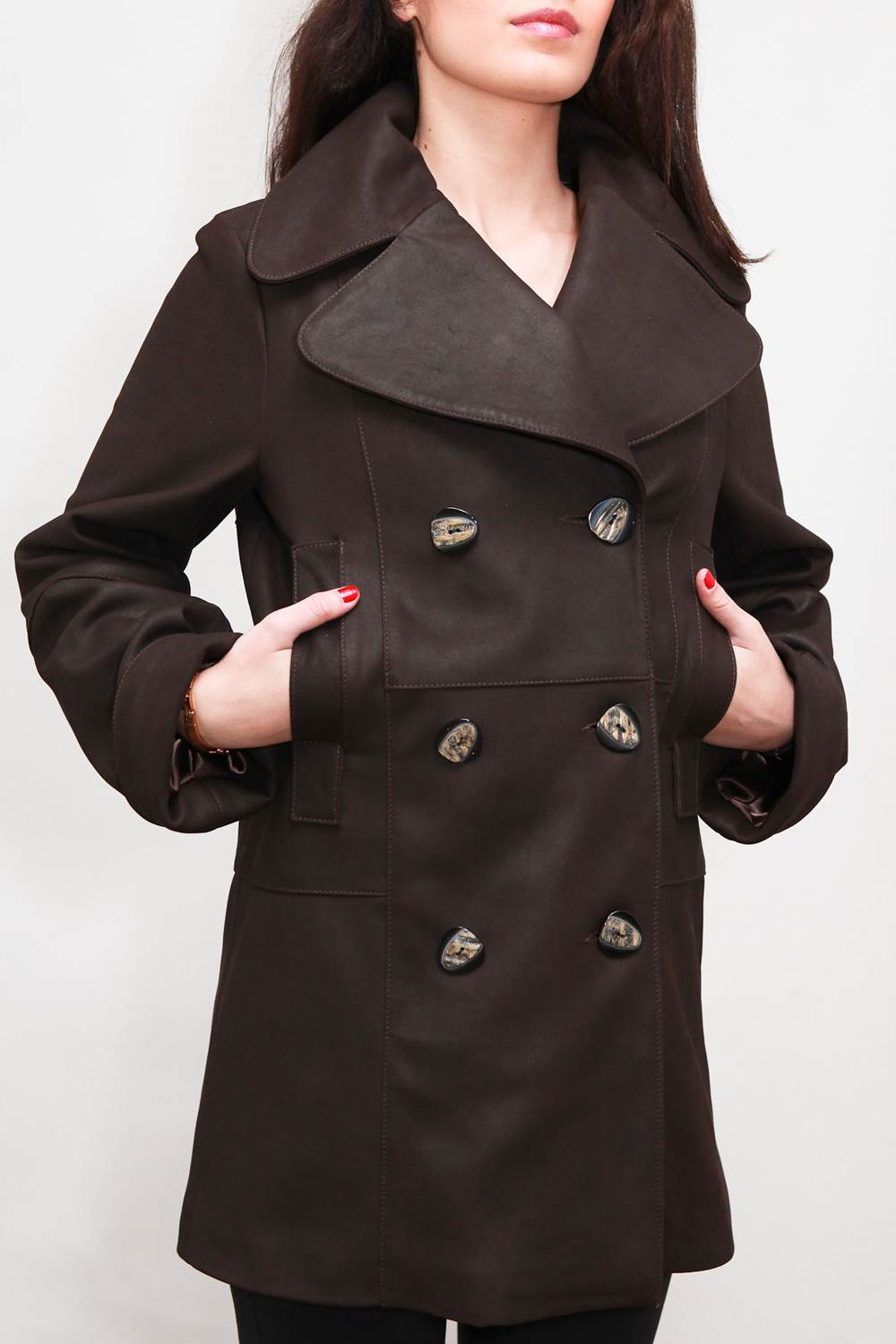 'CHRISTELLE' Veste style caban femme en Cuir Agneau véritable ...