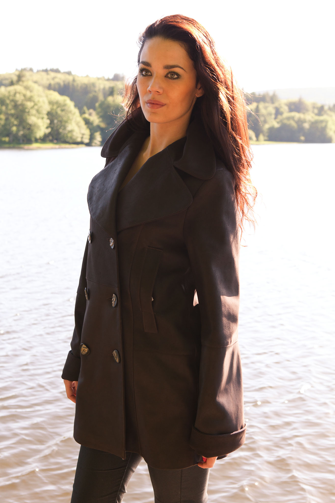 'CHRISTELLE' Veste style caban femme en Cuir Agneau véritable ...